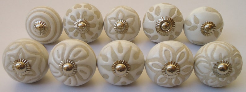 White Ceramic Knobs Vintage Look Ceramic Door Knobs Kitchen - Etsy