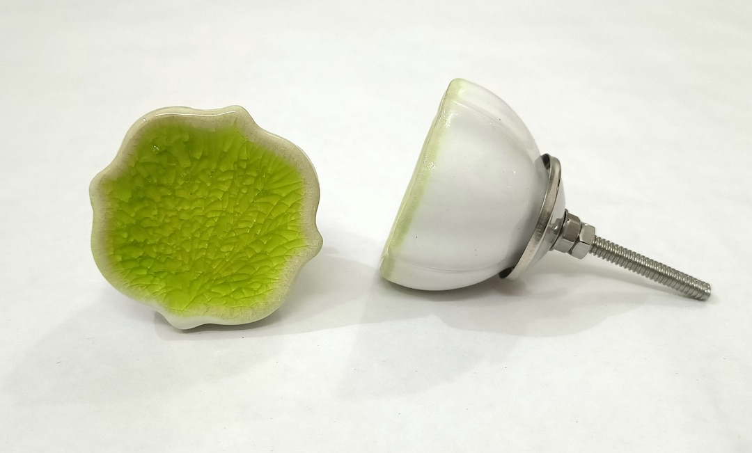 Green Glass Ceramic Knobs Kitchen Cabinet Drawer Knobs Cabinet Knobs ...