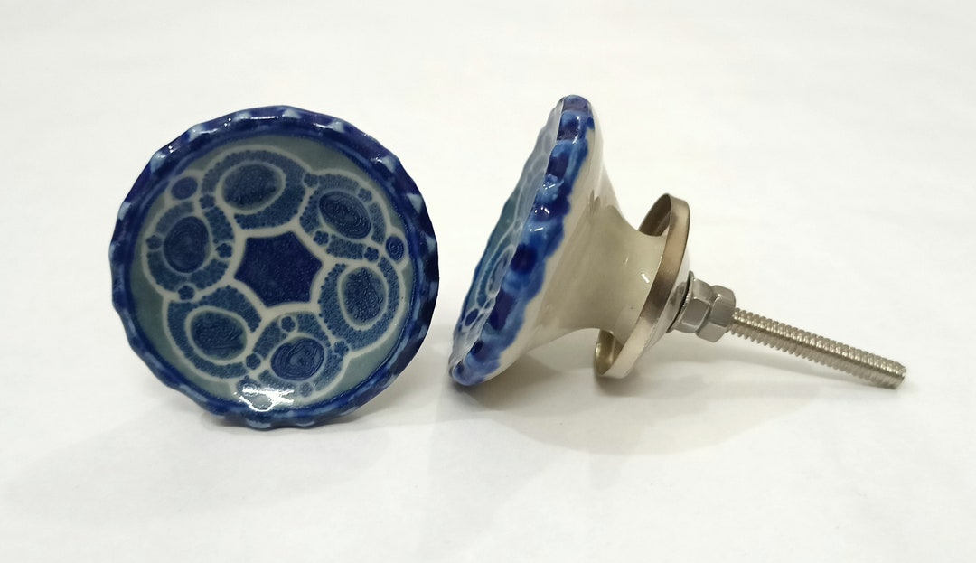 Blue Ceramic Knobs Kitchen Cabinet Drawer Knobs Cabinet Knobs Drawer Pulls Door Knobs Drawer ...