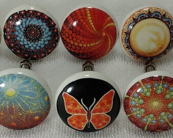 Multi Color Ceramic Knobs Kitchen Cabinet Drawer Knobs Cupboard Knobs Hardware Knobs Handmade ...