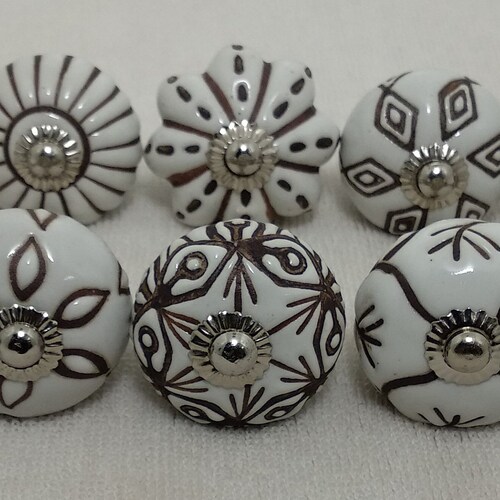 Black & White Ceramic Knobs Kitchen Cabinet Drawer Knobs - Etsy