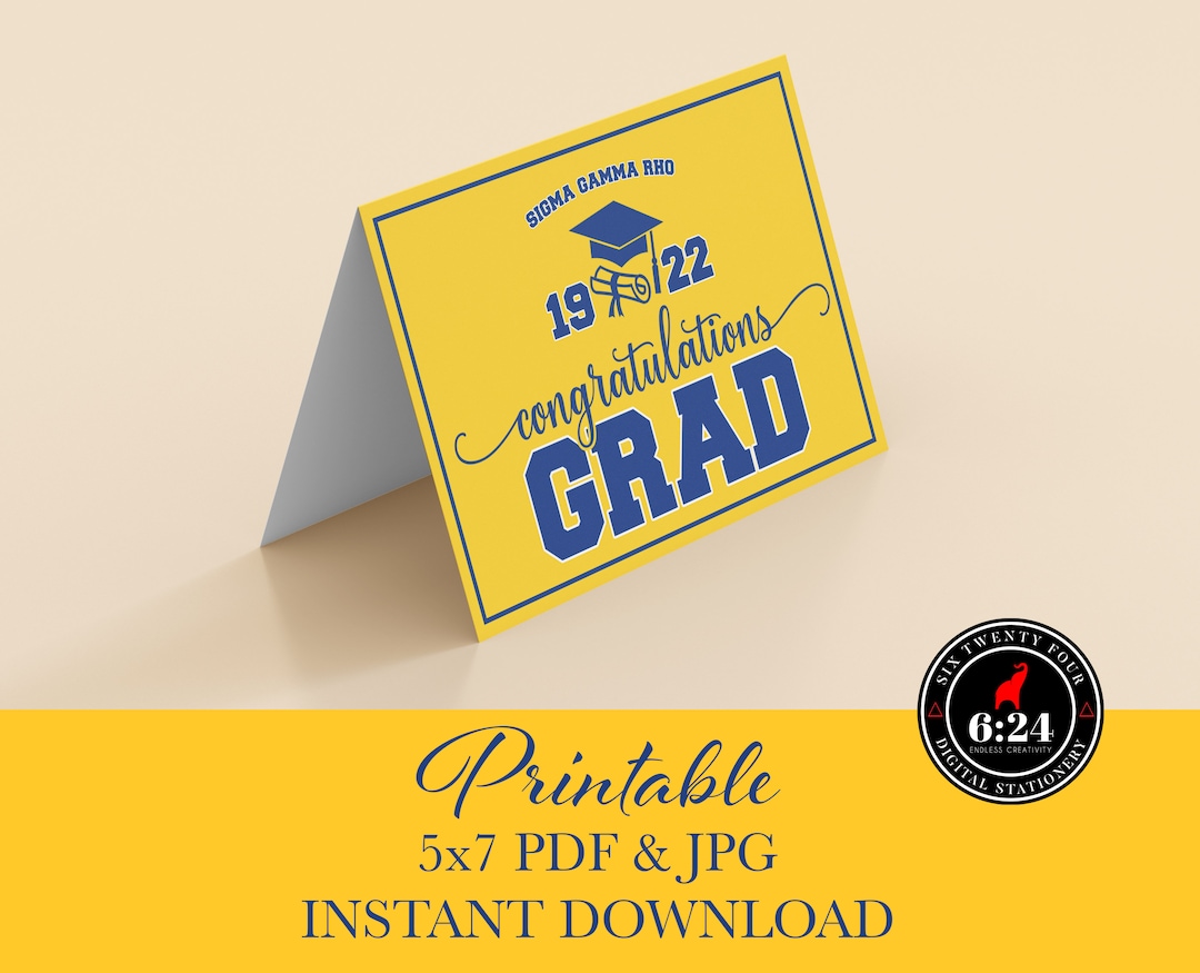 Sigma Gamma Rho Inspired | Yellow Congrats Grad Card | Blank Card ...