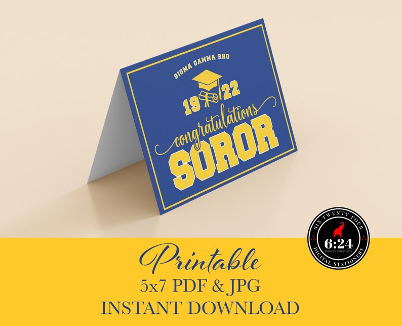 Sigma Gamma Rho Inspired | Blue Congrats Soror Card | Blank Card ...