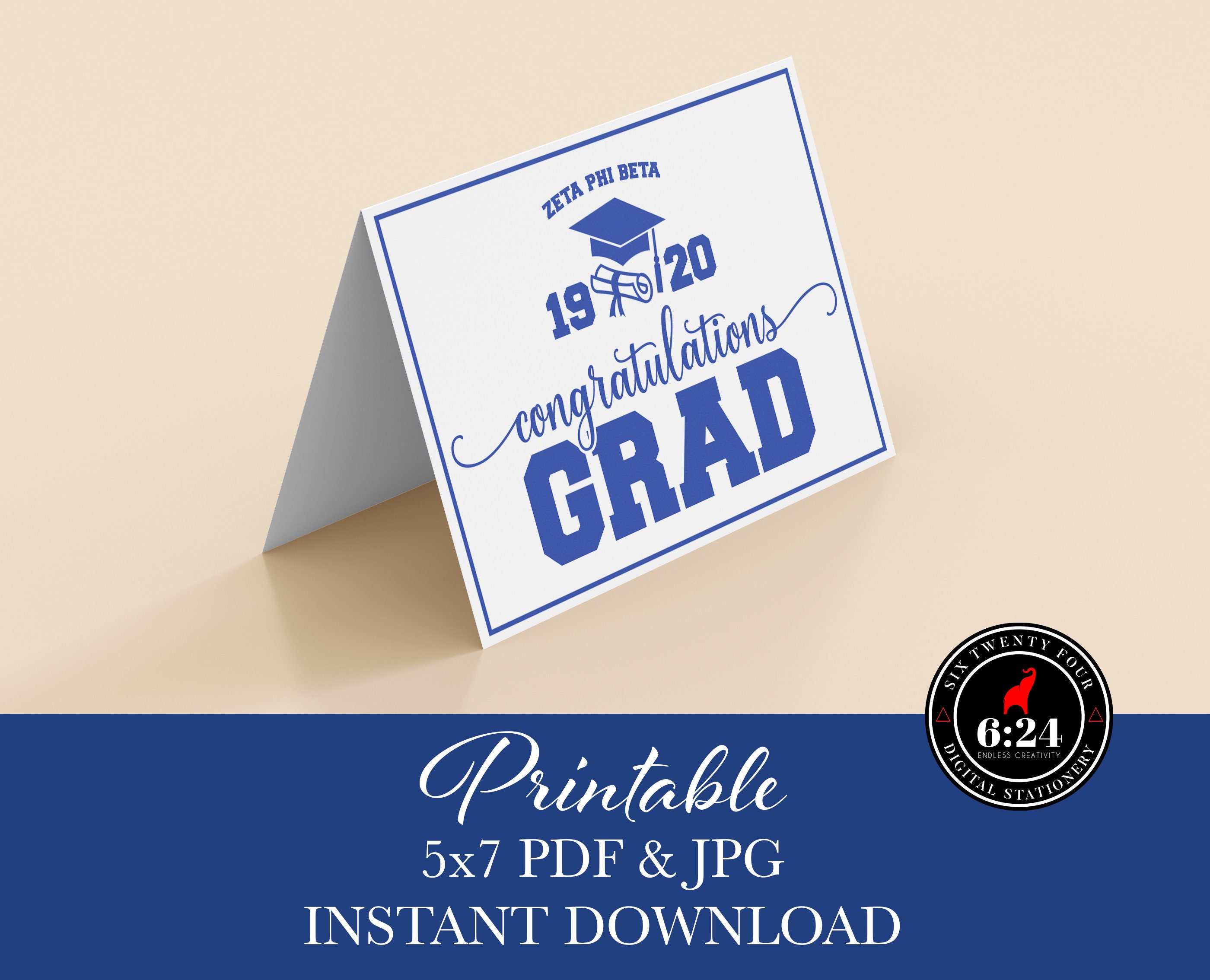Zeta Phi Beta Inspired | White Congrats Grad Card | Blank Inside ...