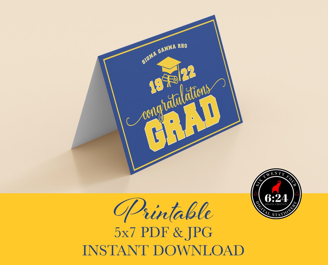 Sigma Gamma Rho Inspired | Blue Congrats Grad Card | Blank Card ...