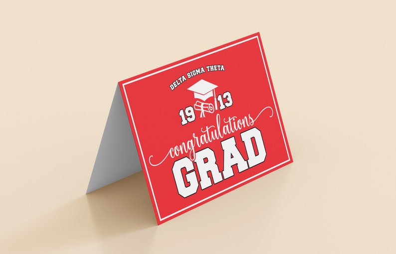 Delta Sigma Theta Inspired | Red Congrats Grad | Blank Inside | Instant ...