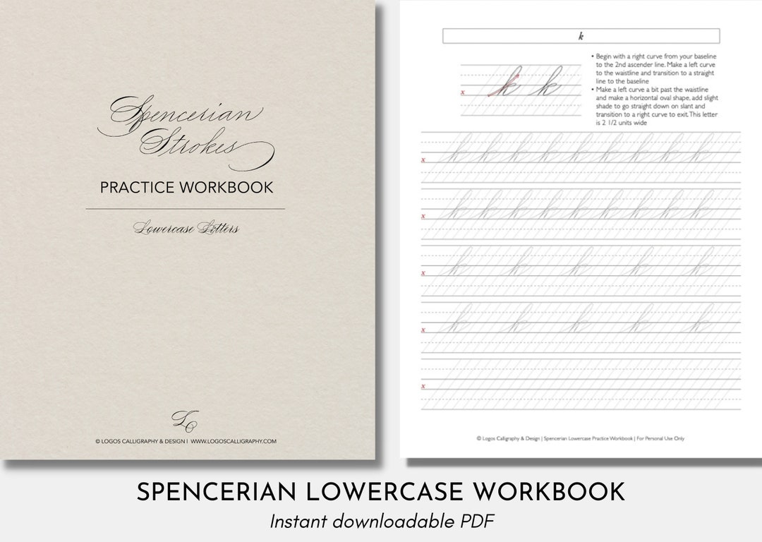 Digital Spencerian Practice Workbook - Lowercase Letters - Etsy