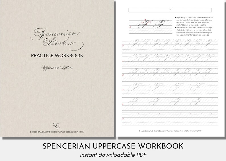 Digital Spencerian Practice Workbook - Uppercase Letters - Etsy
