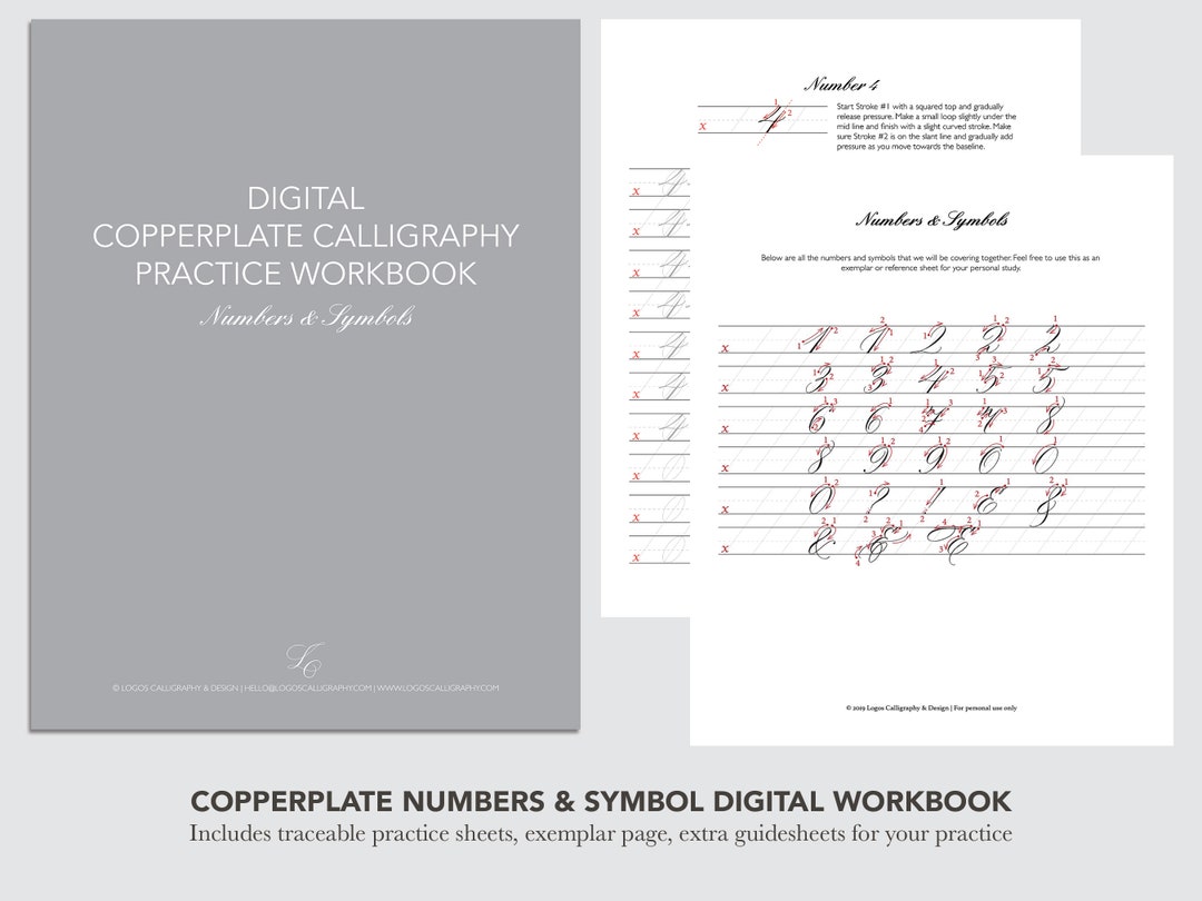 Copperplate Numbers/symbols Traceable Practice Workbook - *downloadable ...
