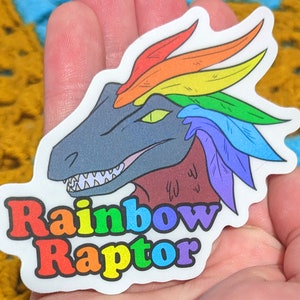 Rainbow Raptor - Vinyl Sticker - Etsy