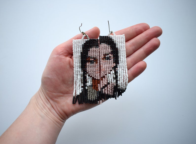 Wednesday Addams Earrings Beaded Earrings Long Earrings - Etsy