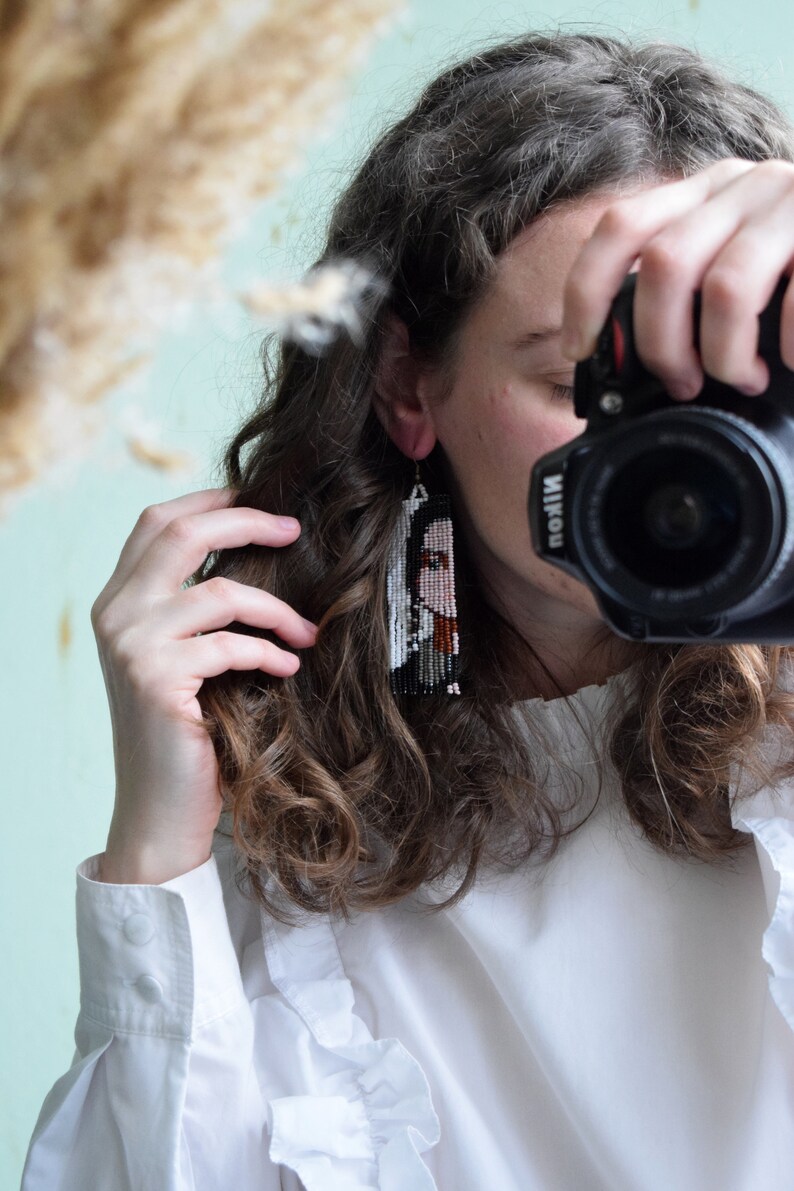 Wednesday Addams Earrings Beaded Earrings Long Earrings - Etsy