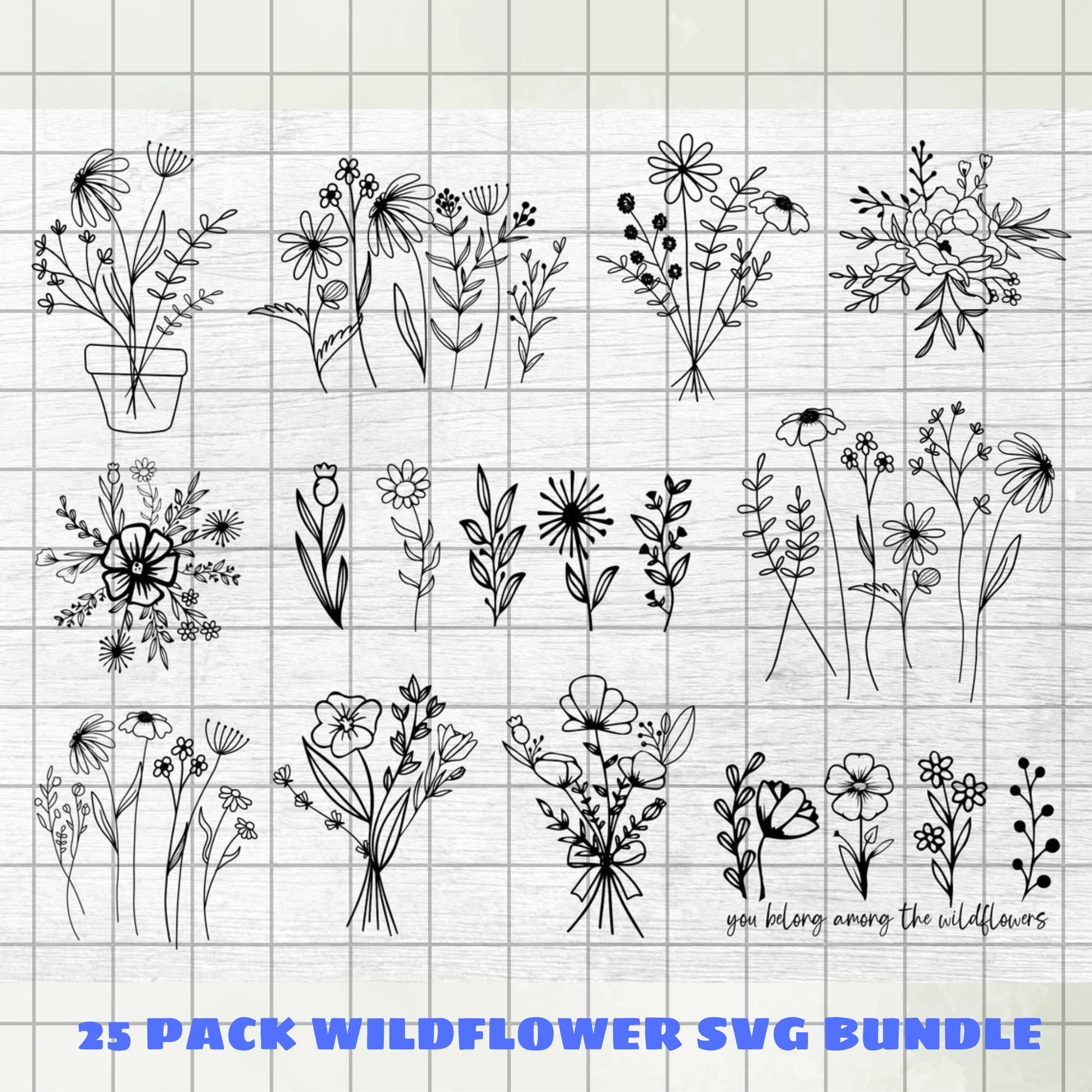 Flower Svg Bundle, Wildflower Svg Bundle, Floral Svg, Stay Wild Svg ...