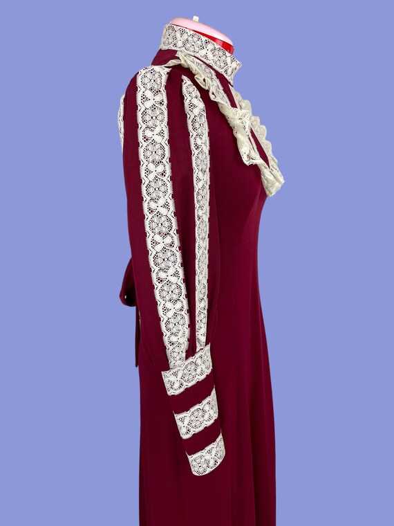 Vintage 1970s Red Prairie Maxi Dress Boho Victorian S… - Gem