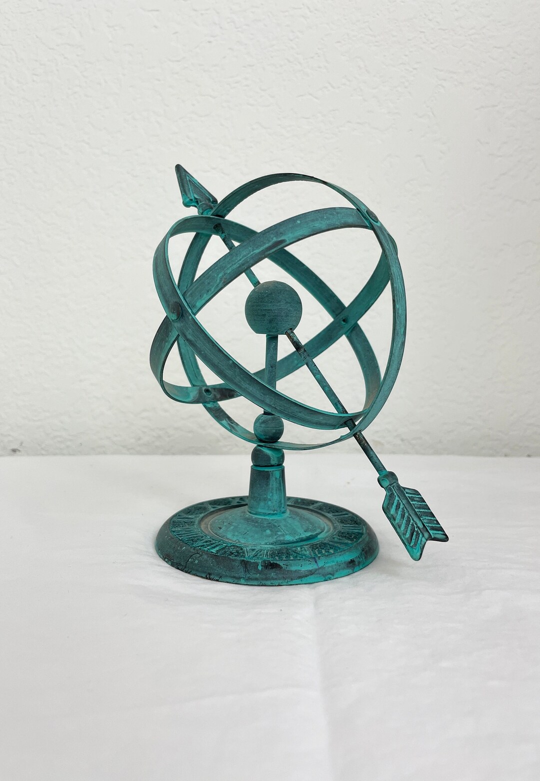 Vintage Armillary Astrolabe Celestial Sphere Verdigris Brass Desk Decor ...