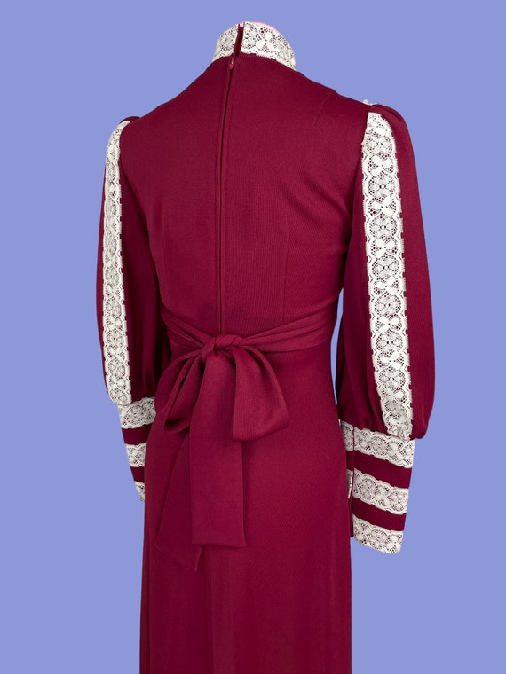 Vintage 1970s Red Prairie Maxi Dress Boho Victorian S… - Gem