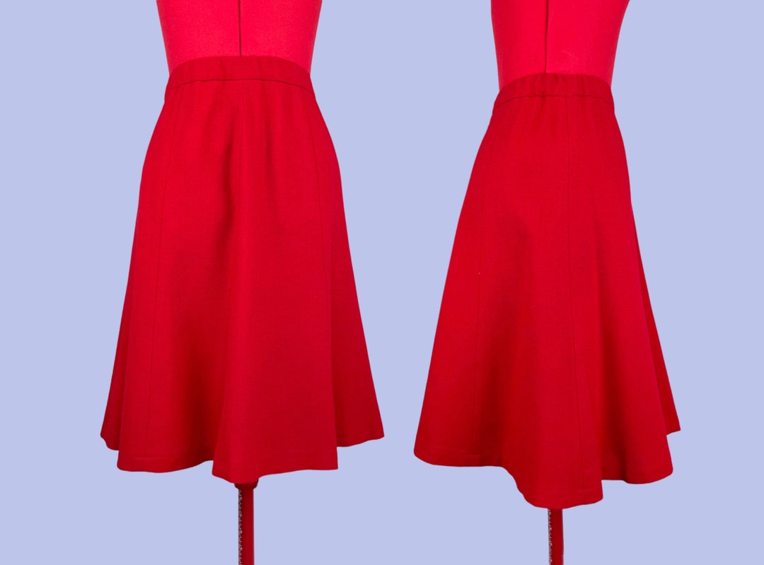 Vintage 90s Red Wool Preppy Circle Skirt - Etsy