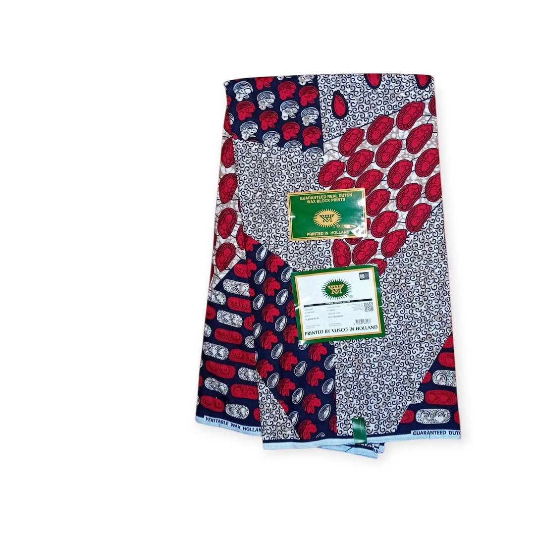 Original Veritable Dutch Wax Hollandais Ankara Fabric – Red, Navy ...