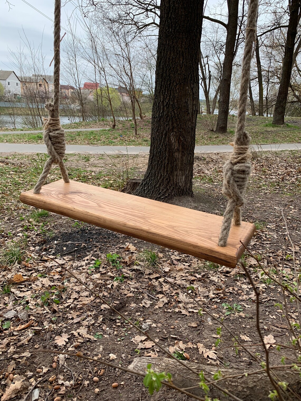 Wooden Tree Swing 27 kids swing Leisure Family Backyard | Etsy