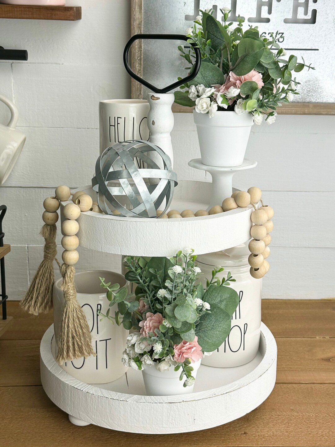 Farmhouse Spring Floral Arrangement Small Plant - Etsy