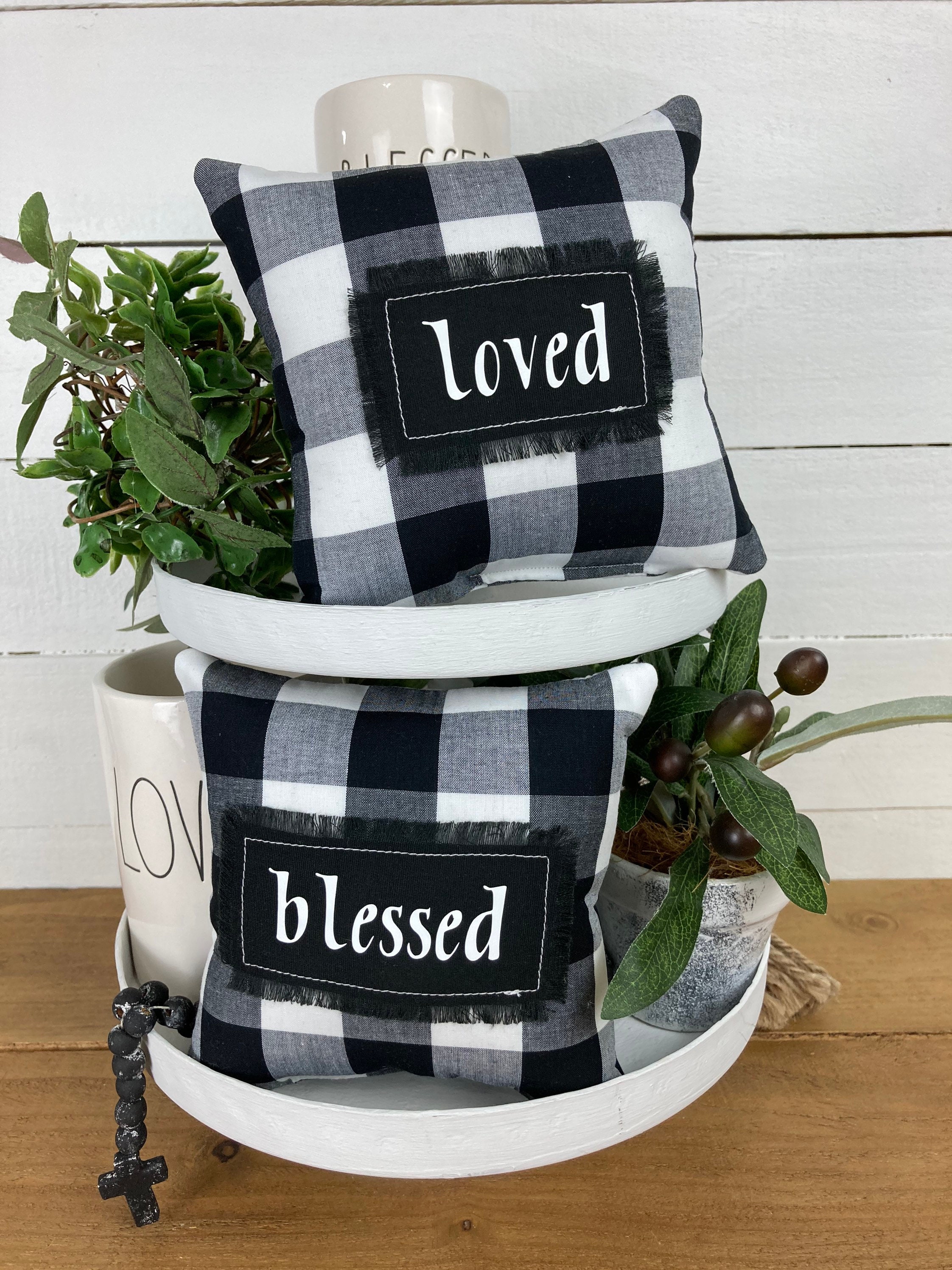 Black and White Farmhouse Decor Tiered Tray Decor Mini | Etsy