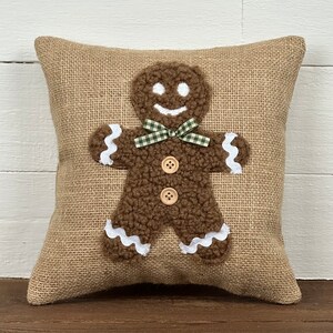 10” Gingerbread Burlap Pillow - Etsy