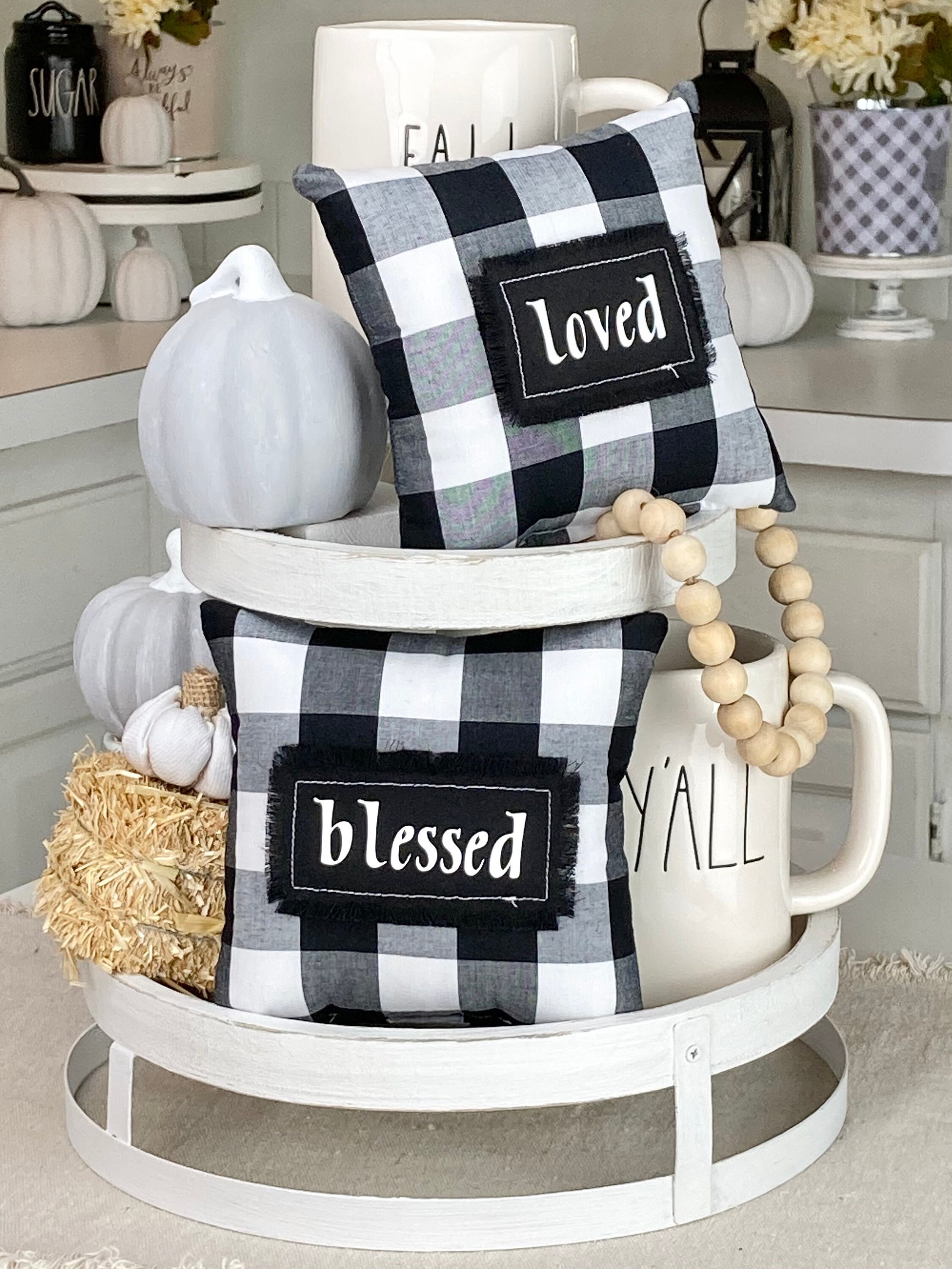 Black and White Farmhouse Decor Tiered Tray Decor Mini | Etsy