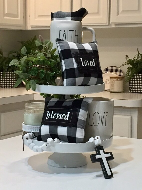 Black and White Farmhouse Decor Tiered Tray Decor Mini | Etsy