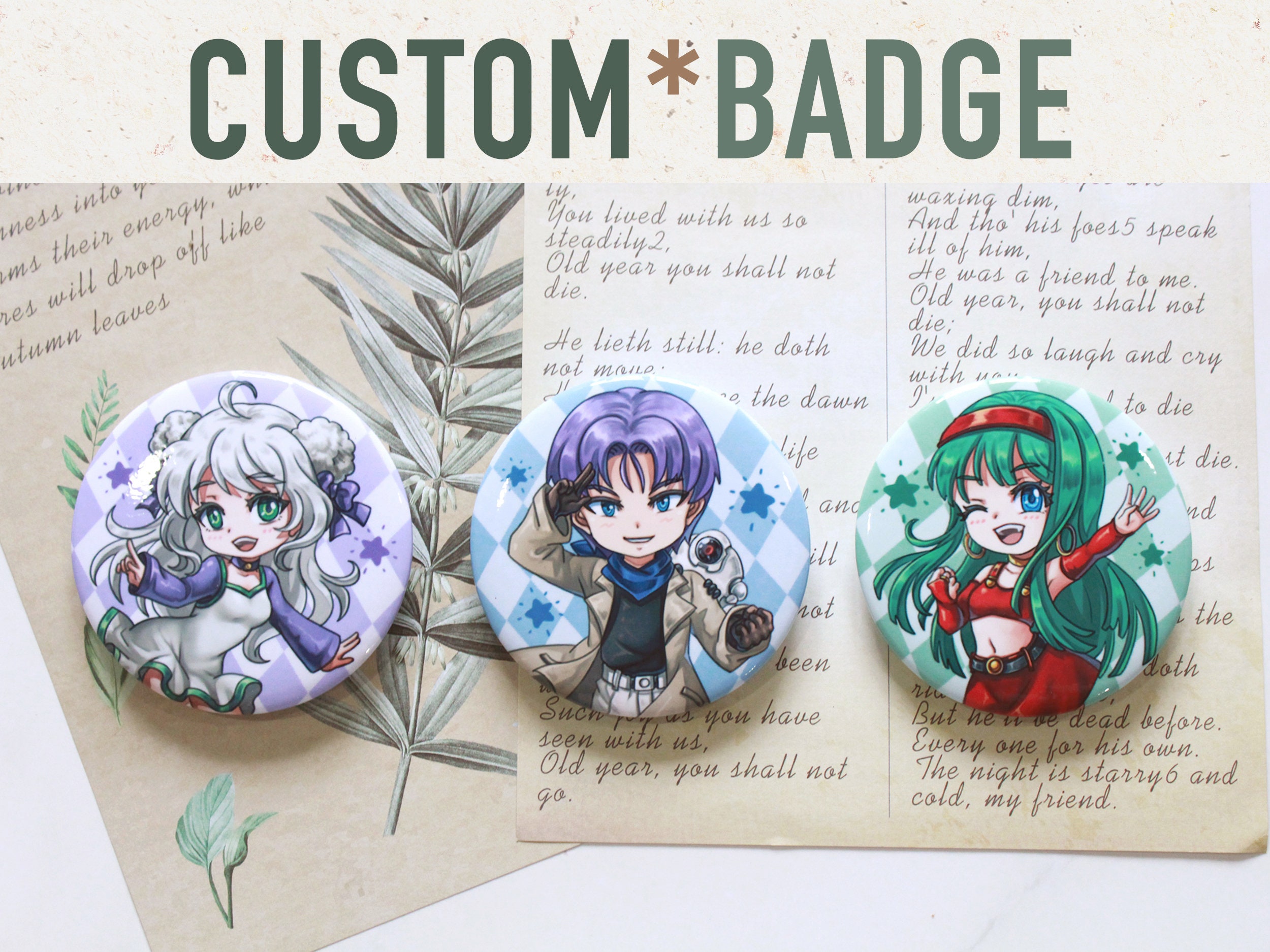 CUSTOM Anime Badge Button Commissions - Etsy