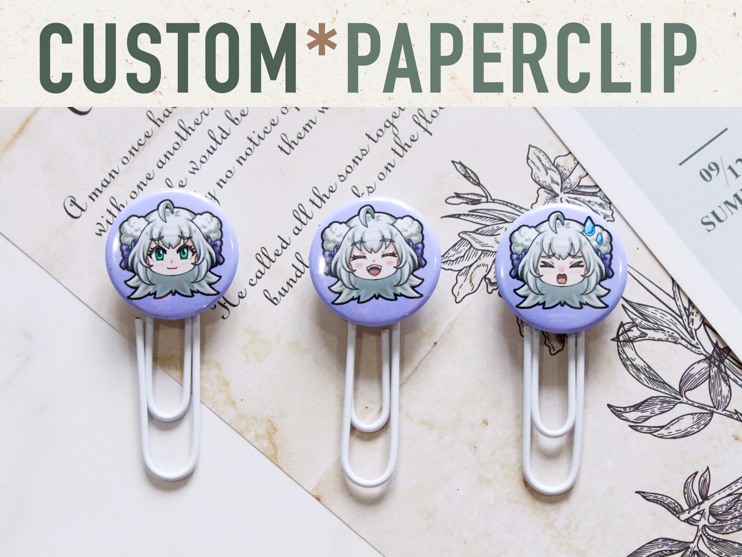 CUSTOM Anime Paper Clip Button Commissions | Etsy