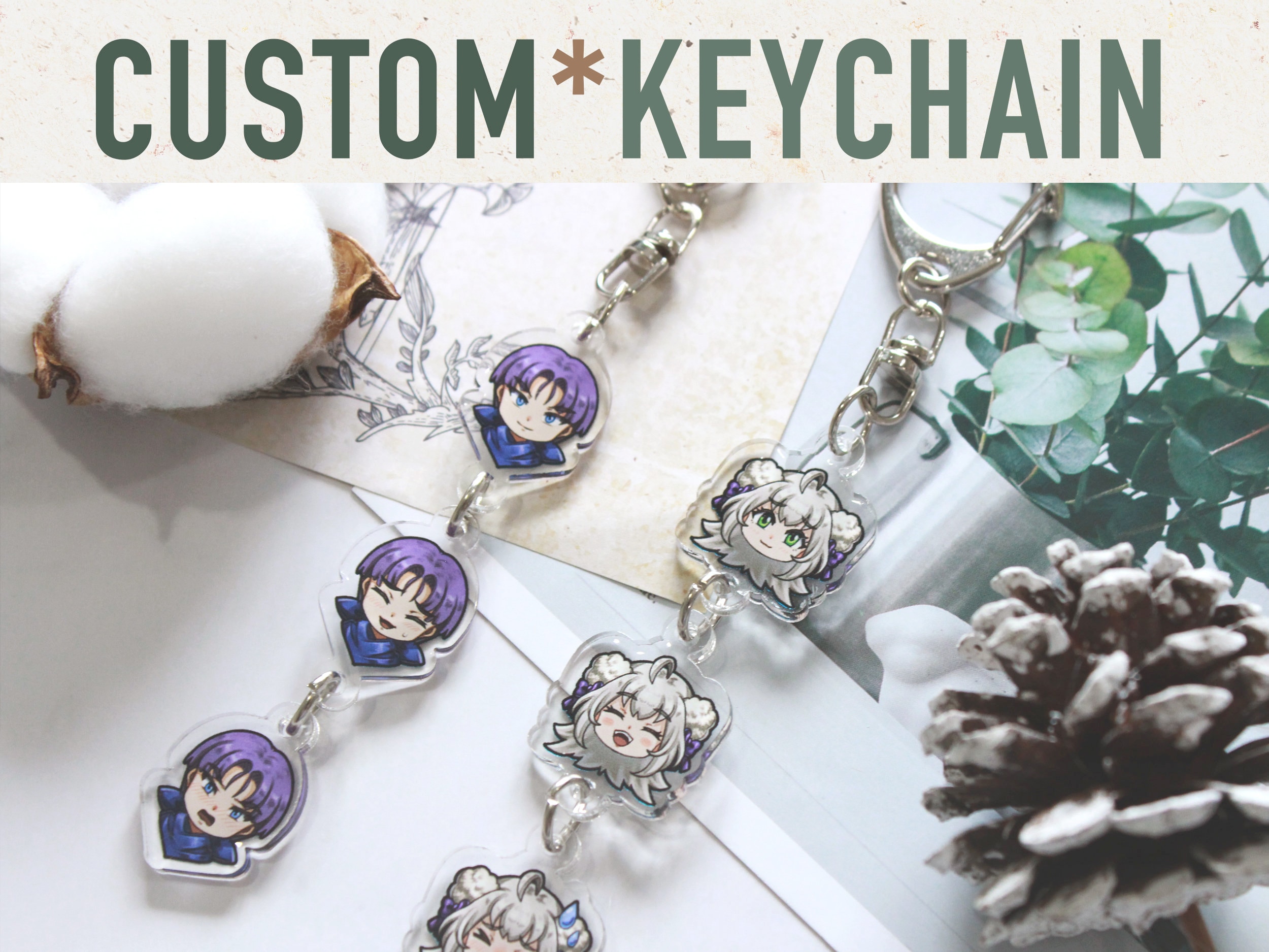 CUSTOM Mini Anime Keychain Commissions | Etsy