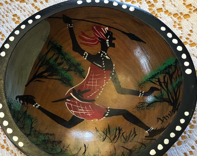 Beautiful Hand Carved African Round Bowl Solid Wood Wooden Small ...