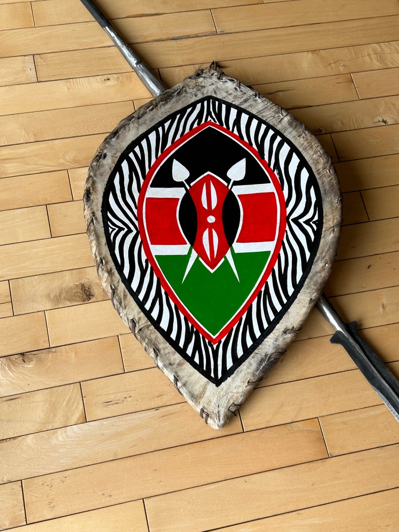 Unique Handmade Shield + African Spear Wood Wooden Shank Metal Knife ...