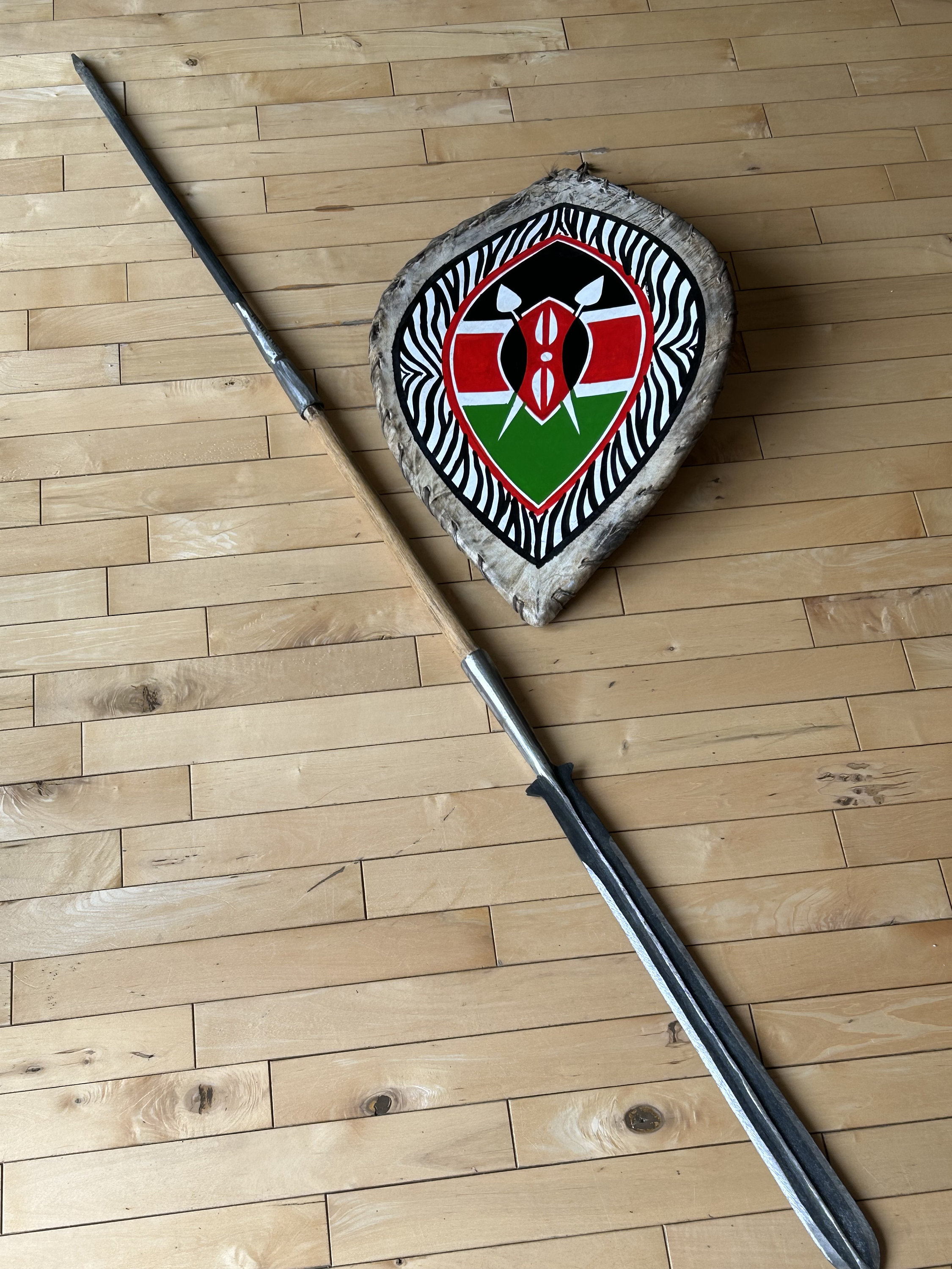 Unique Handmade Shield + African Spear Wood Wooden Shank Metal Knife ...