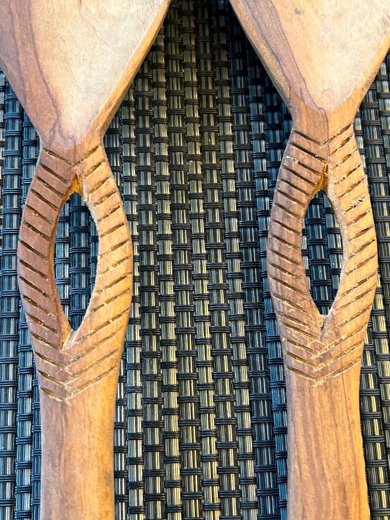 Unique Hand-carved African Solid Olive Wood Wooden Salad Spoons Tongs ...