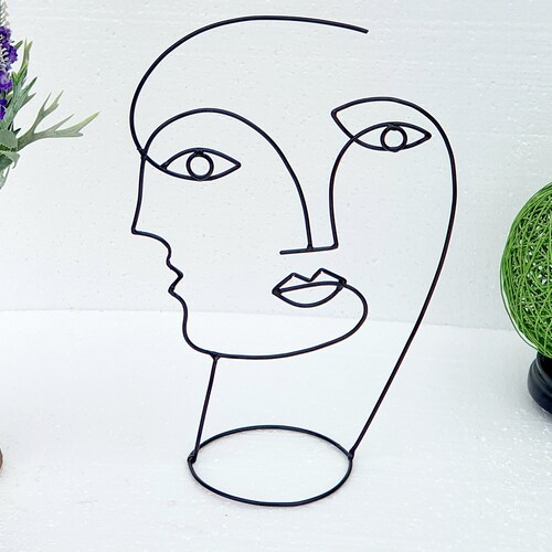 Large Abstract Face Wire Sculpture Geometric Art Wire Art | Etsy