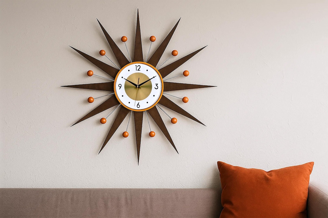 Mid-century Modern Starburst Wall Clock: Retro Atomic Style, 27