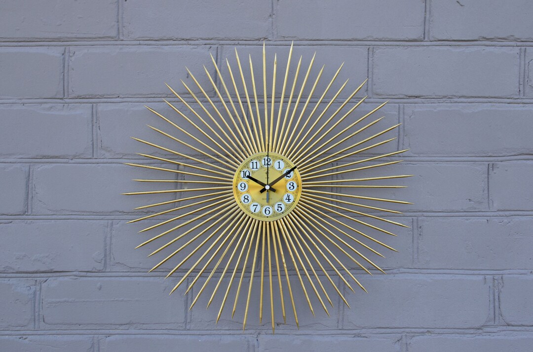 Art Deco Wall Clock 19 20 21 Gold Sunburst Clock Antique Wall Clock Unique Wall Clock Beautiful ...