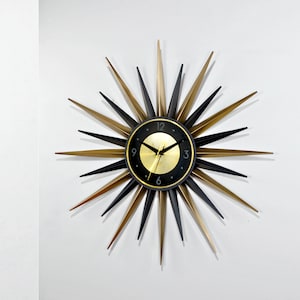 Black and Gold Wall Clock 30 Large Gold Brass Wall Clock Art Deco Wall Clock Unique Large Wall ...