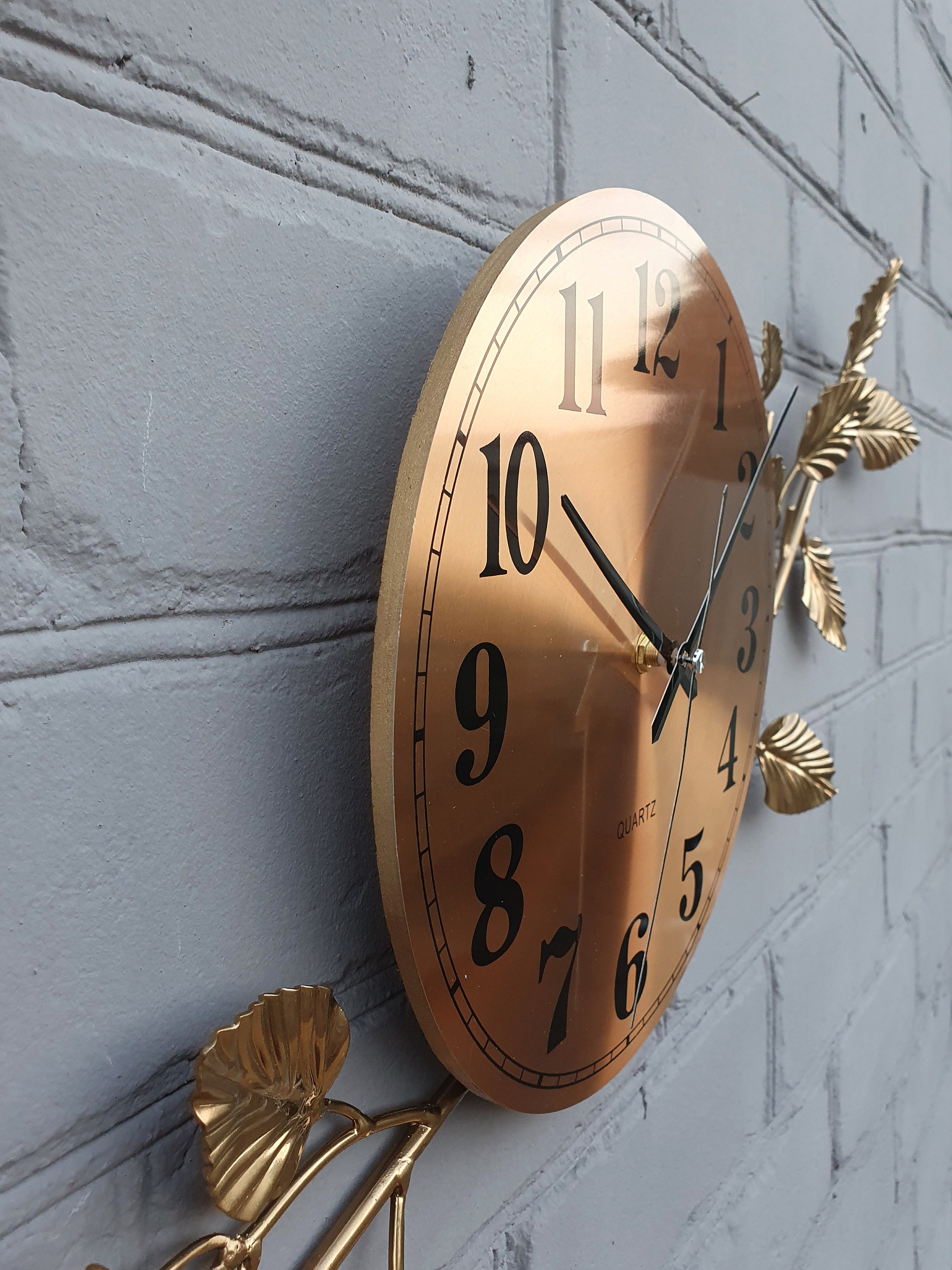 Gold Large wall clock Tree branch Outdoor clock Modern wall | Etsy