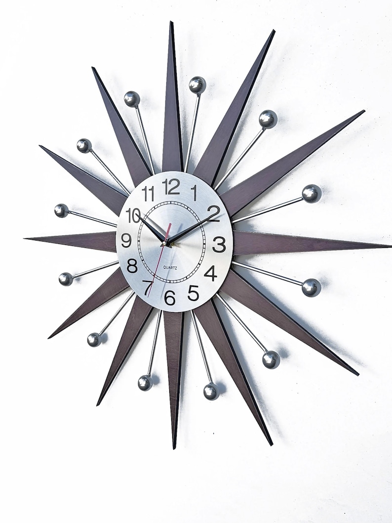 Starburst Wall Clock, George Nelson Style, Handmade 27" Atomic Clock - Etsy