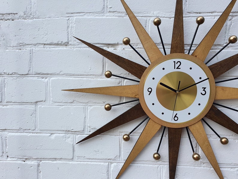 30 26 Atomic Wall Clock Dark and Light Starburst - Etsy