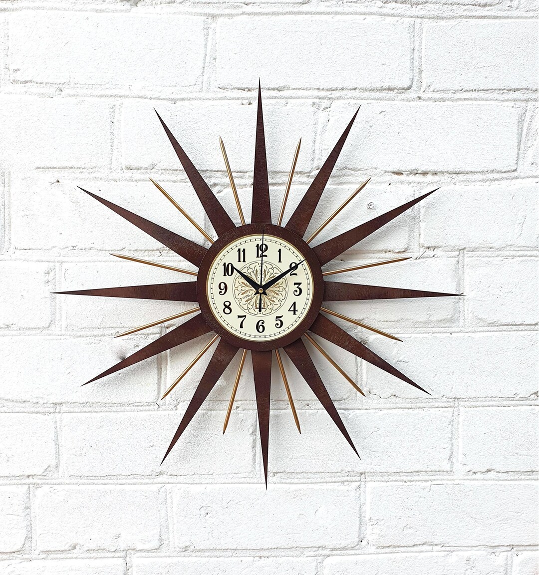 22" Starburst Wall Clock George Nelson Style Handmade Style 1970s ...
