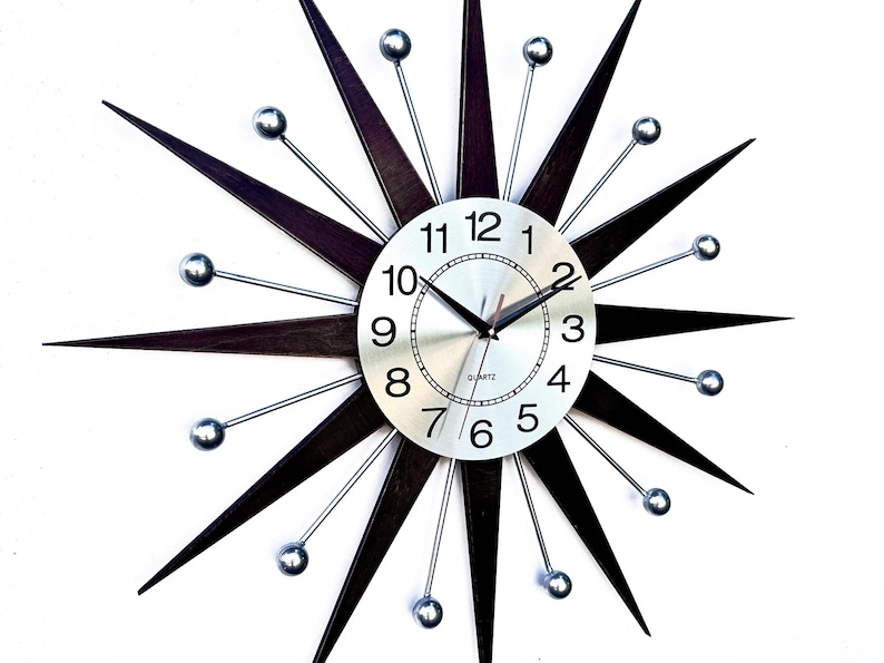 Starburst Wall Clock, George Nelson Style, Handmade 27" Atomic Clock - Etsy