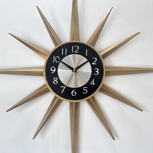 Mid Century Modern Starburst Wall Clock – Large Atomic Wall Clock ...
