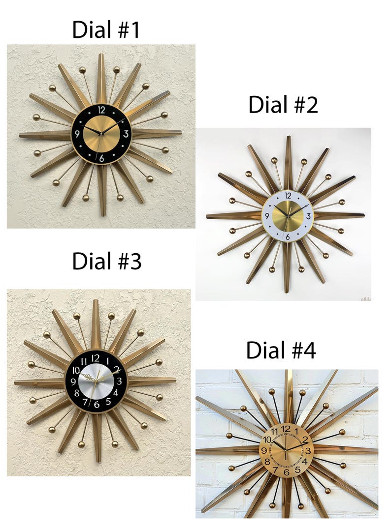 Mid-century Modern Starburst Wall Clock: Gold Chrome Atomic Decor - Etsy