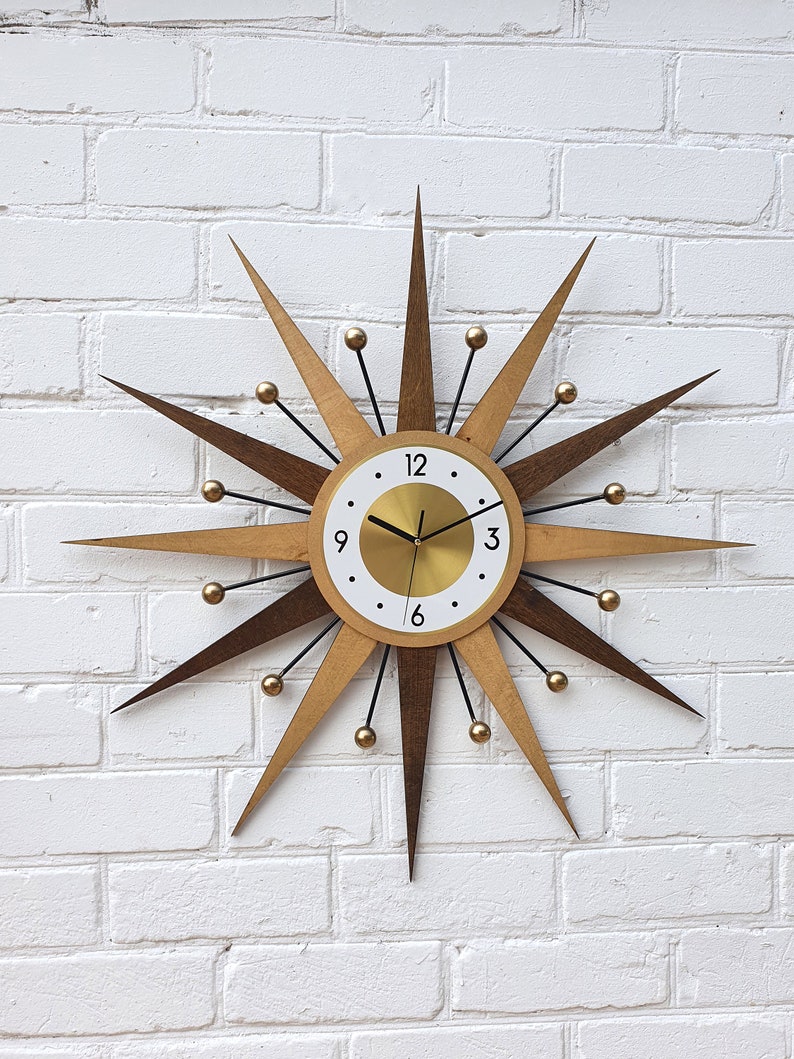 30 26 Atomic Wall Clock Dark and Light Starburst - Etsy