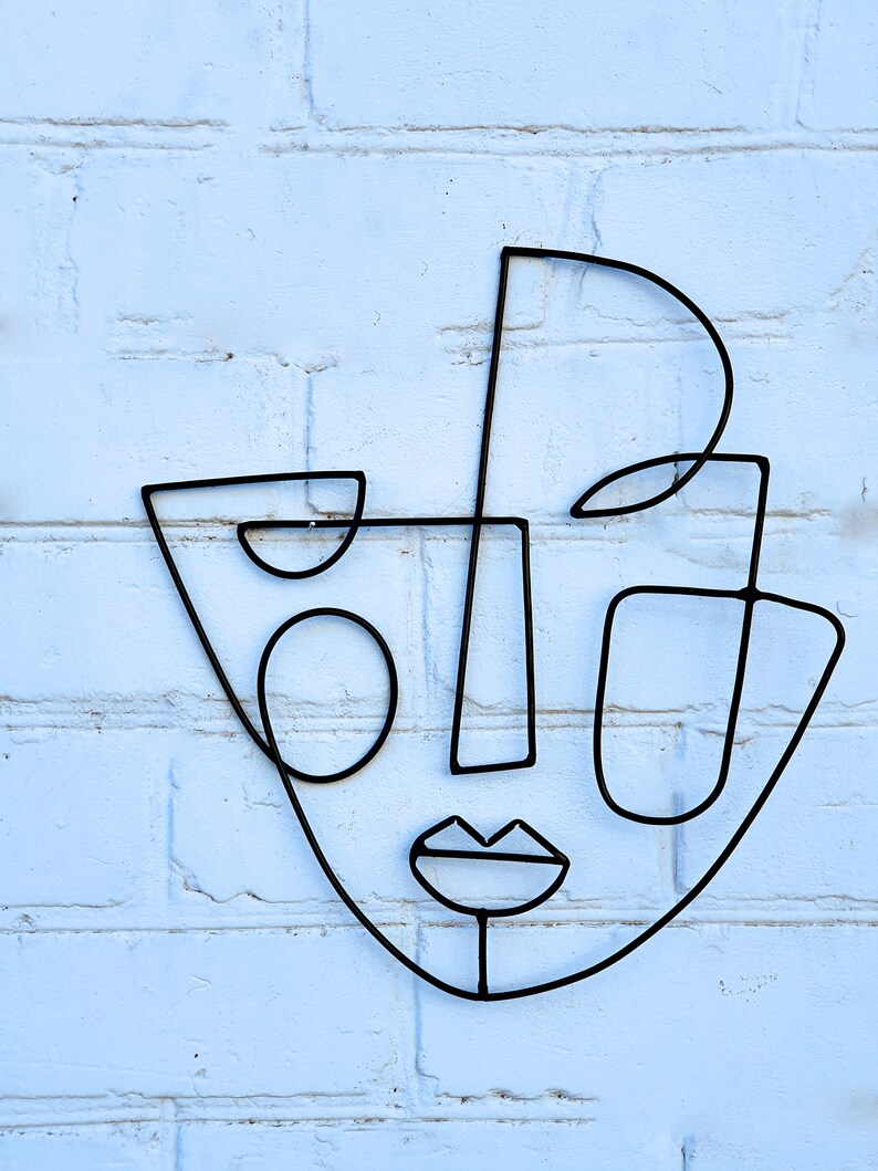Wall Art Large Abstract Face Wire sculpture Geometric art Wire | Etsy