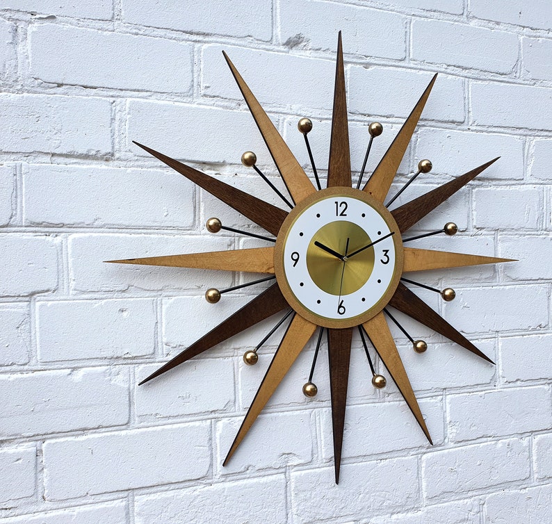 30 26 Atomic Wall Clock Dark and Light Starburst - Etsy
