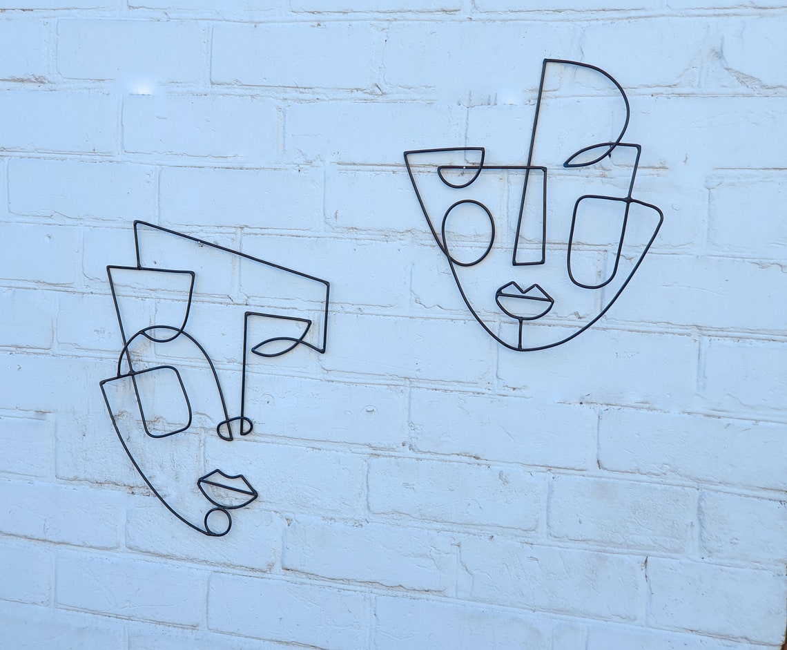 Wall Art Large Abstract Face Wire sculpture Geometric art Wire | Etsy